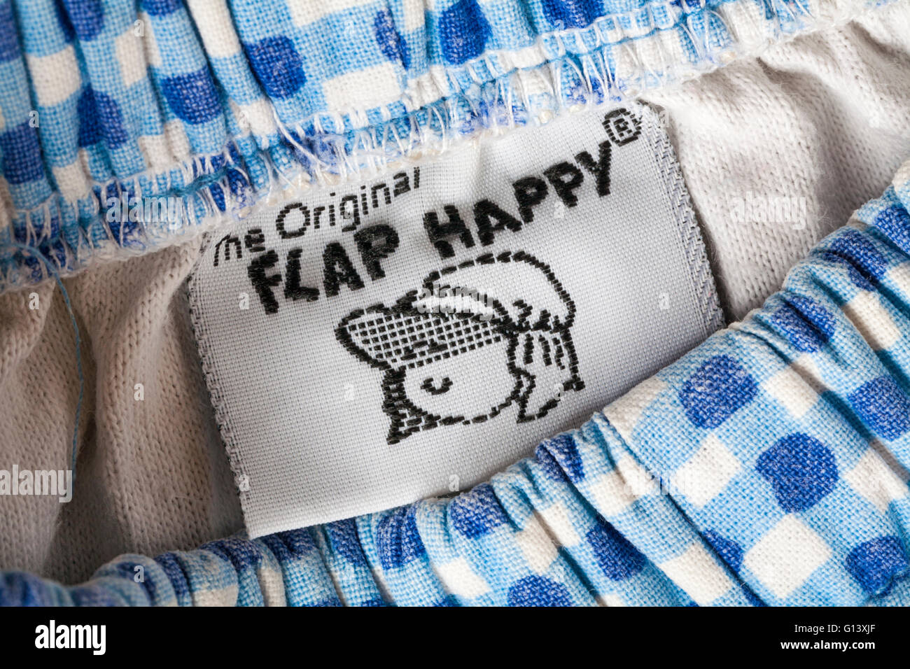 label in The Original Flap Happy garment Stock Photo - Alamy