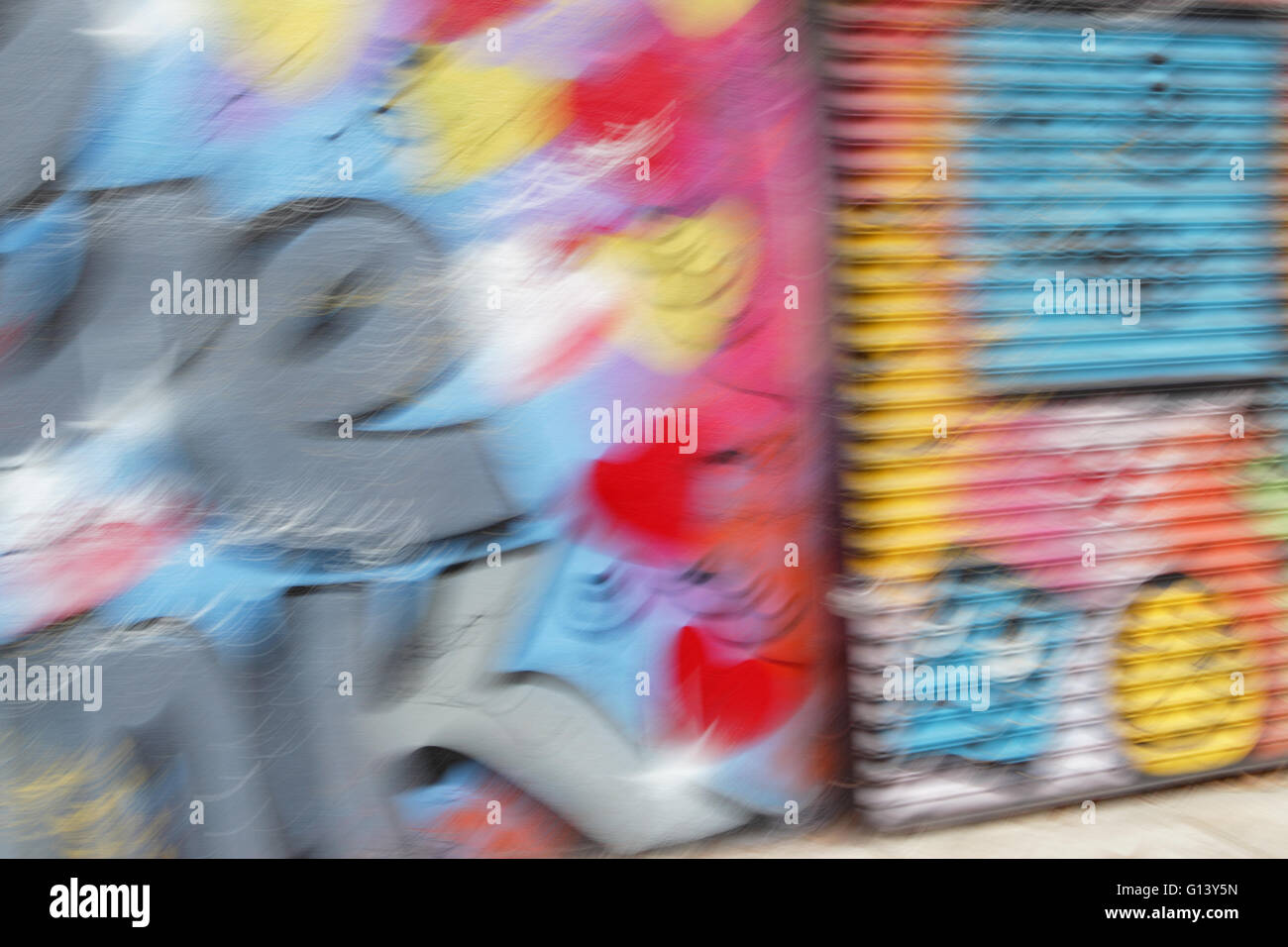 Blurred graffiti covered wall on Attorney Street, Lower East Side of ...