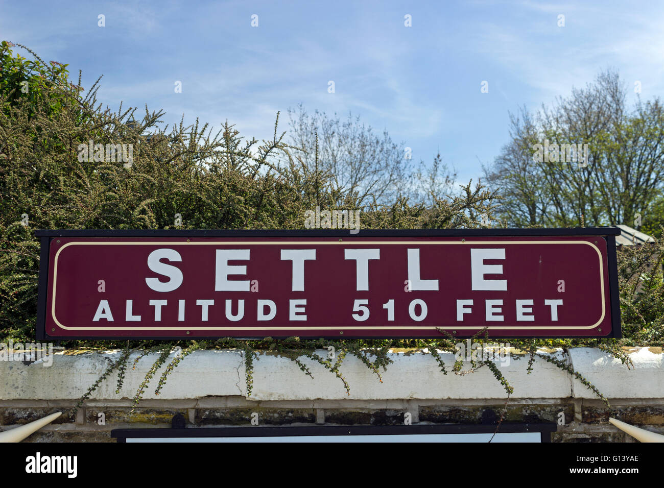 Settle Railway Station Sign Stock Photo - Alamy