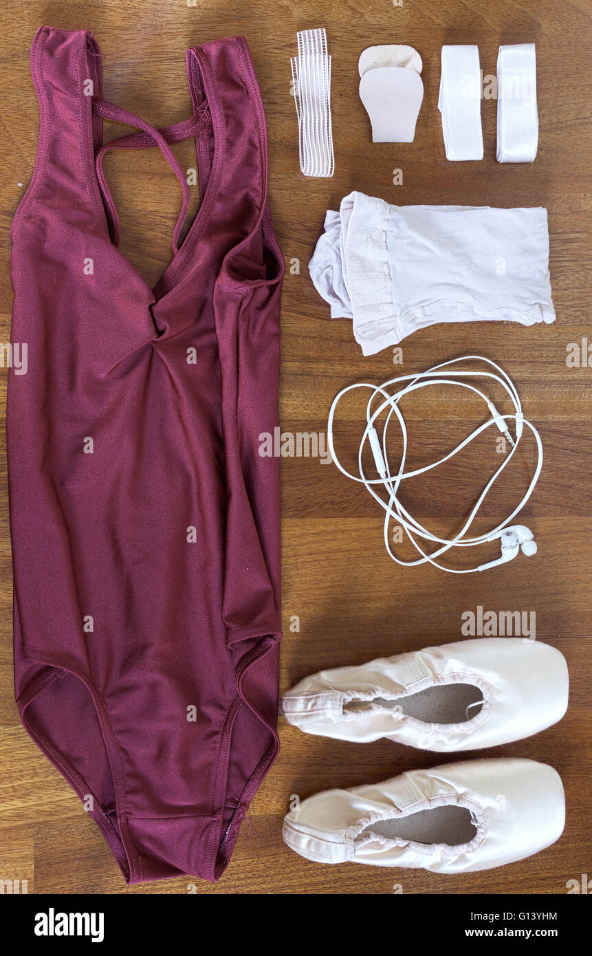 Ballet equipment on wooden floor Stock Photo - Alamy