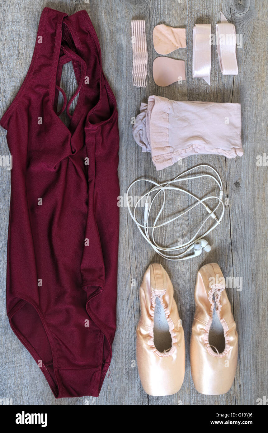 Ballet equipment on wooden floor Stock Photo - Alamy