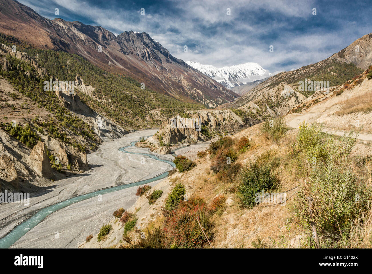 River flowing through a mountain valley in Nepal Stock Photo - Alamy