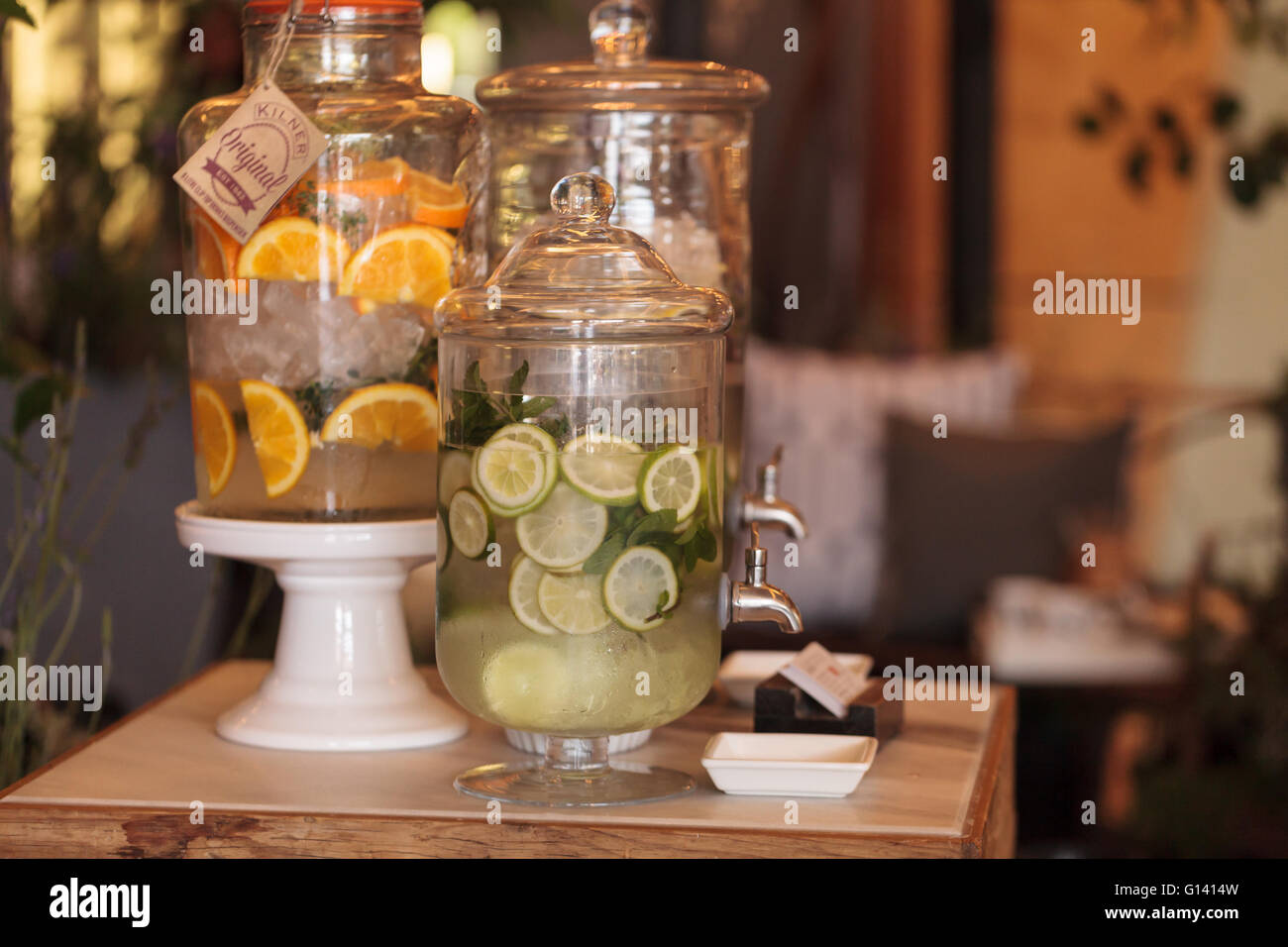 Citrus lemon, lime and orange slices mixed with water for a refreshing ...