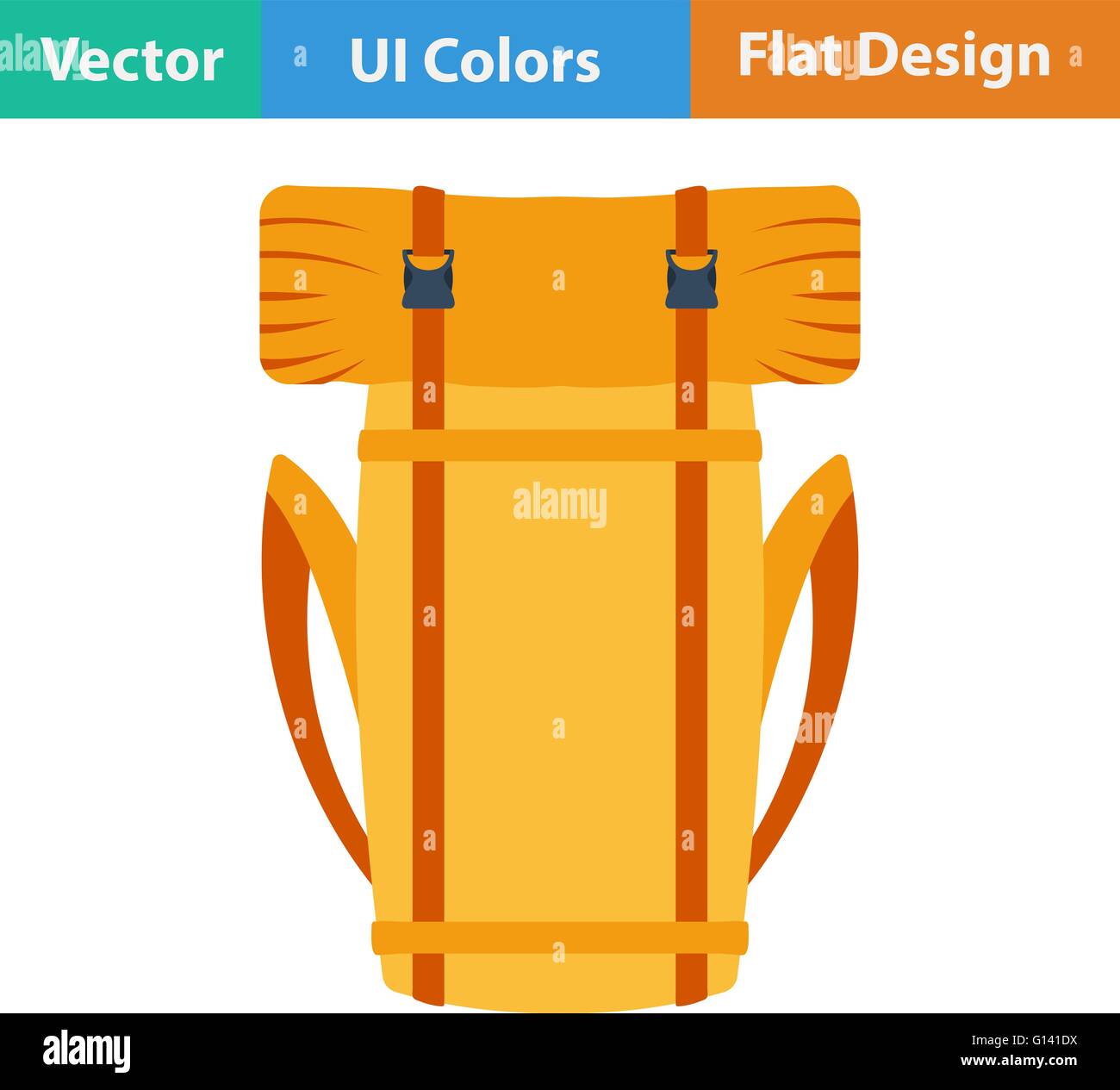 Flat design icon of camping backpack in ui colors. Vector illustration ...