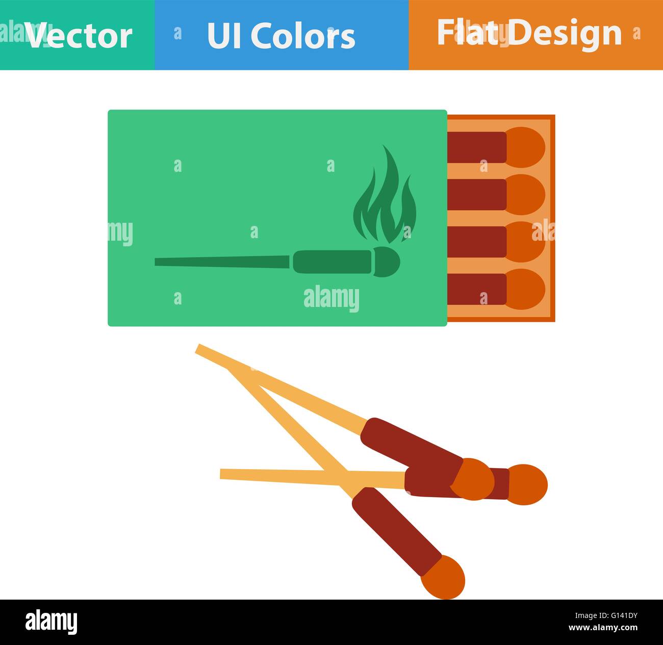 Flat design icon of match box in ui colors. Vector illustration Stock ...