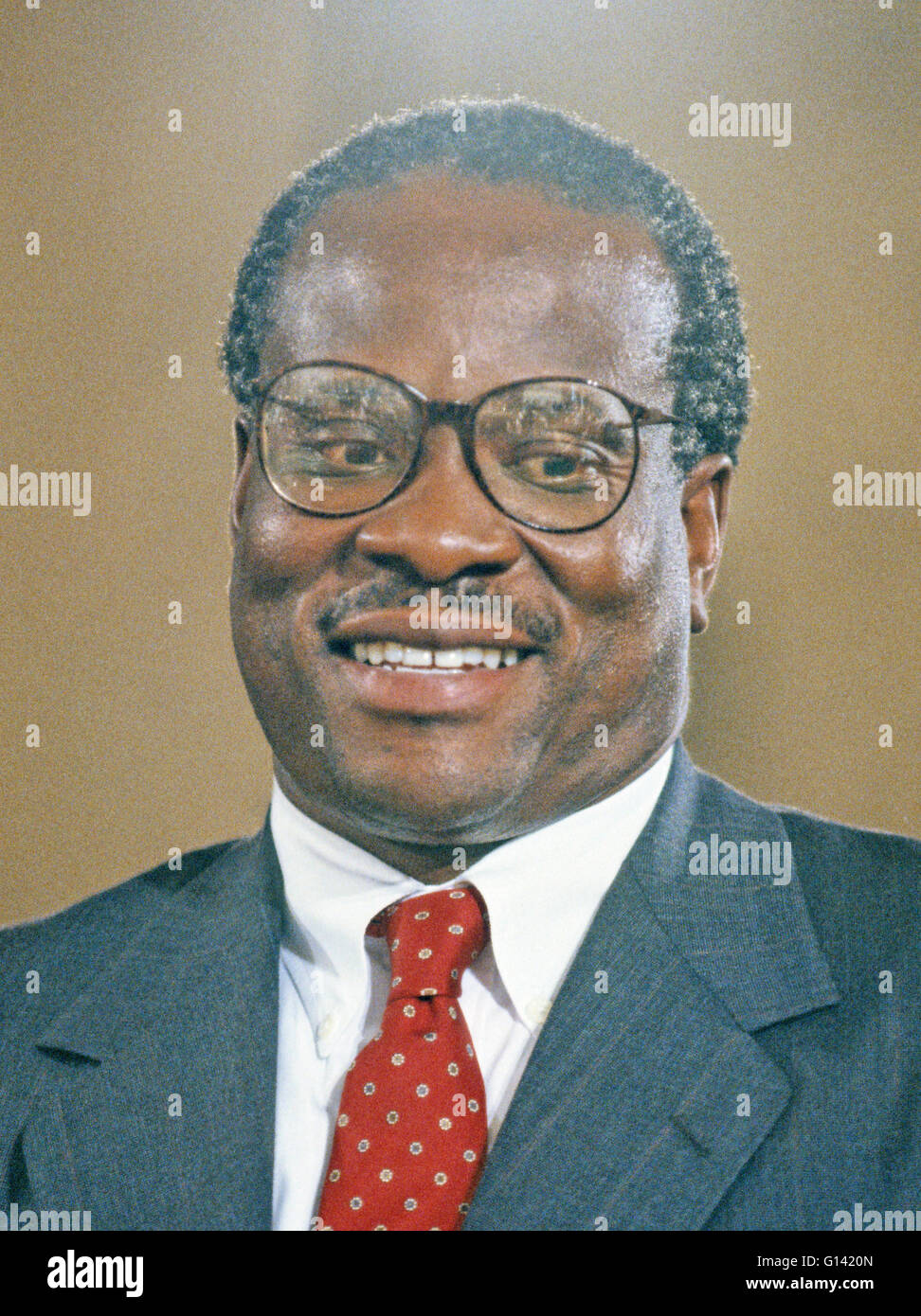 Judge Clarence Thomas testifies during the hearing before the US Senate ...