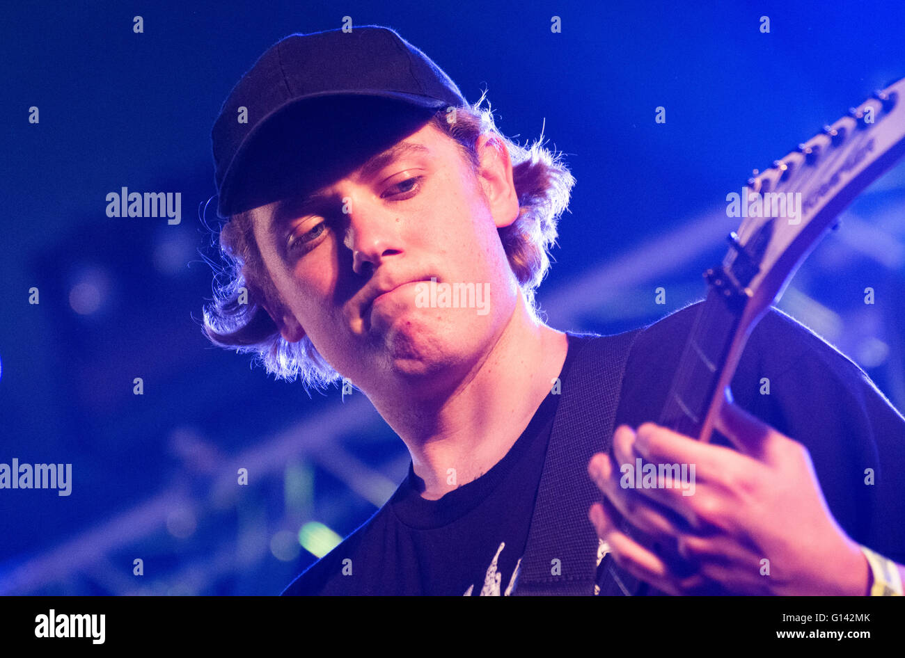 Oviedo, Spain. 7th May, 2016. Guitarist Dave Egan plays during the ...