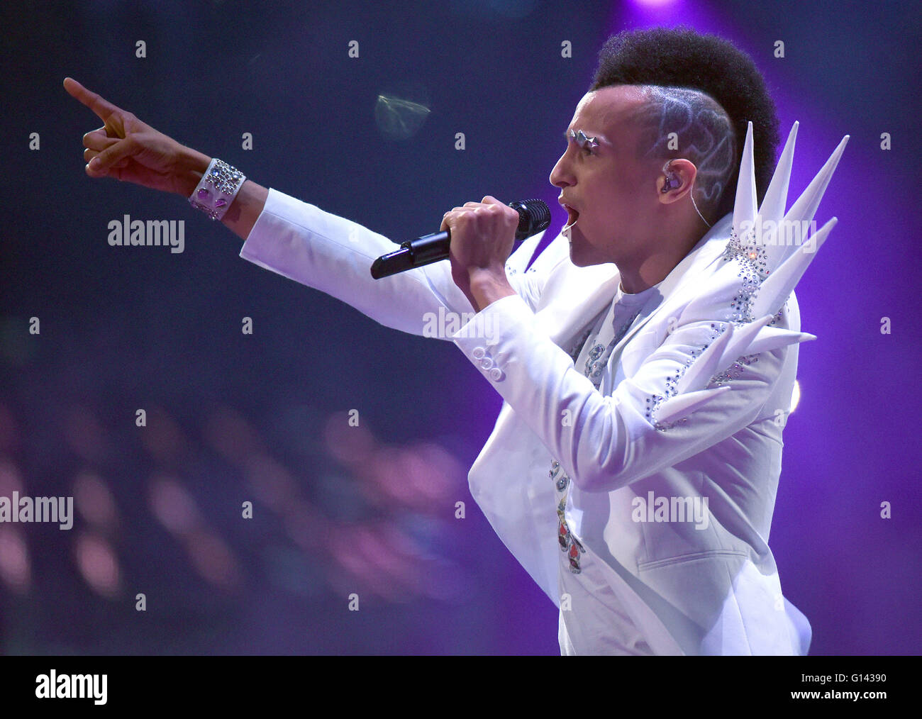 Duesseldorf, Germany. 07th May, 2016. Singer Prince Damien performs ...