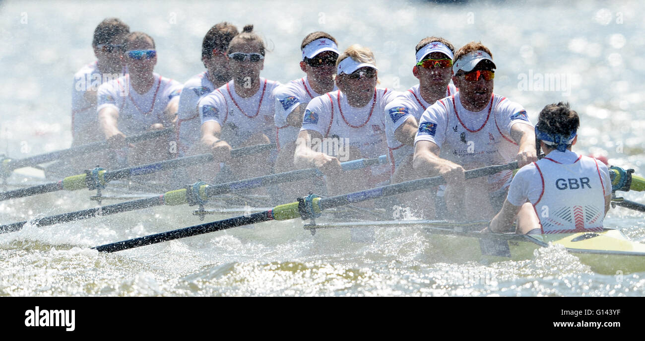 Brandenburg/Havel, Germany. 8th May, 2016. Britain's eight rowing team ...