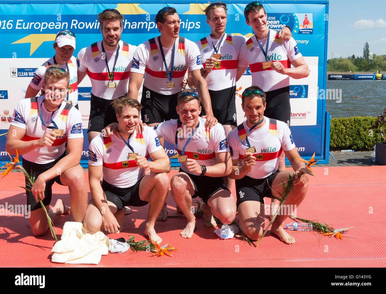 Brandenburg/Havel, Germany. 8th May, 2016. Germany's eight rowing team ...