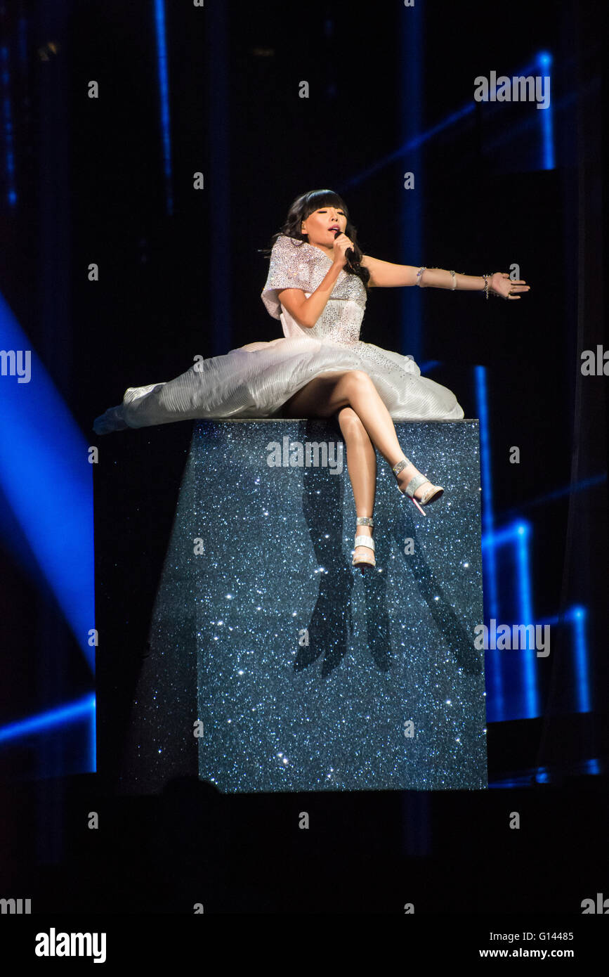 Stockholm, Sweden. 7th May. Singer Dami Im from Australia is rehearsing ...