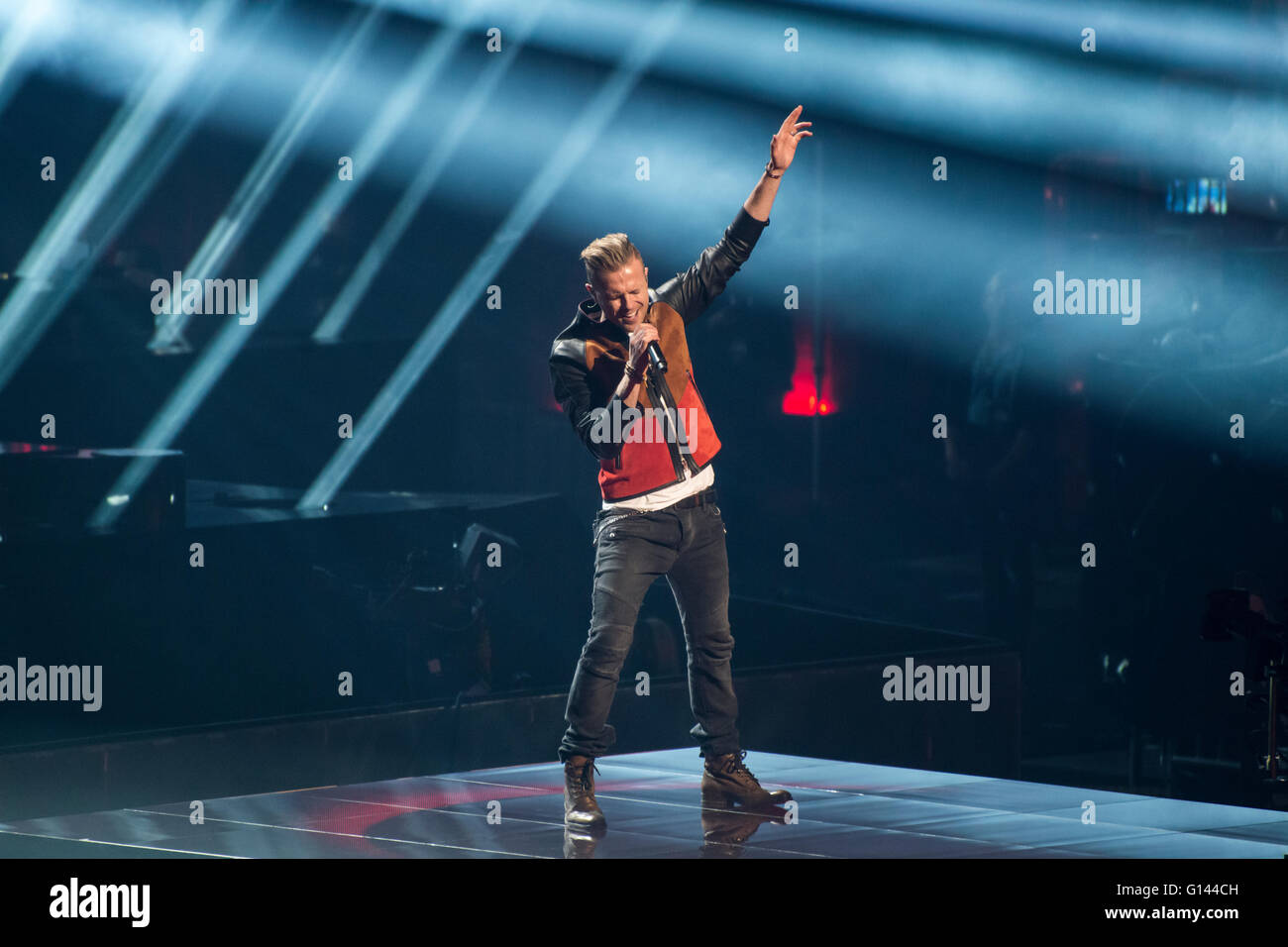 Stockholm, Sweden. 7th May. Singer Nicky Byrne from Ireland is ...