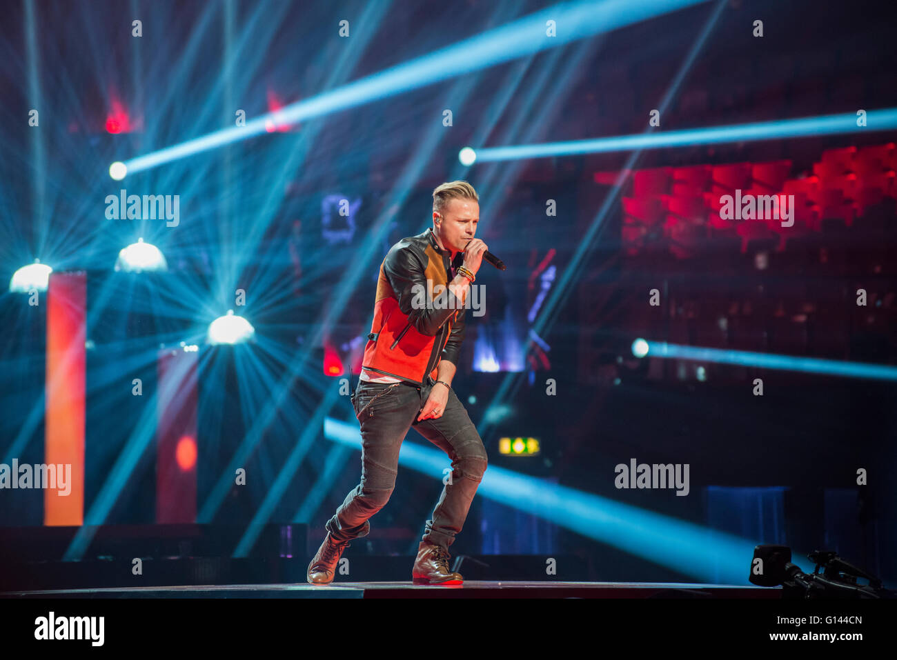 Stockholm, Sweden. 7th May. Singer Nicky Byrne from Ireland is ...