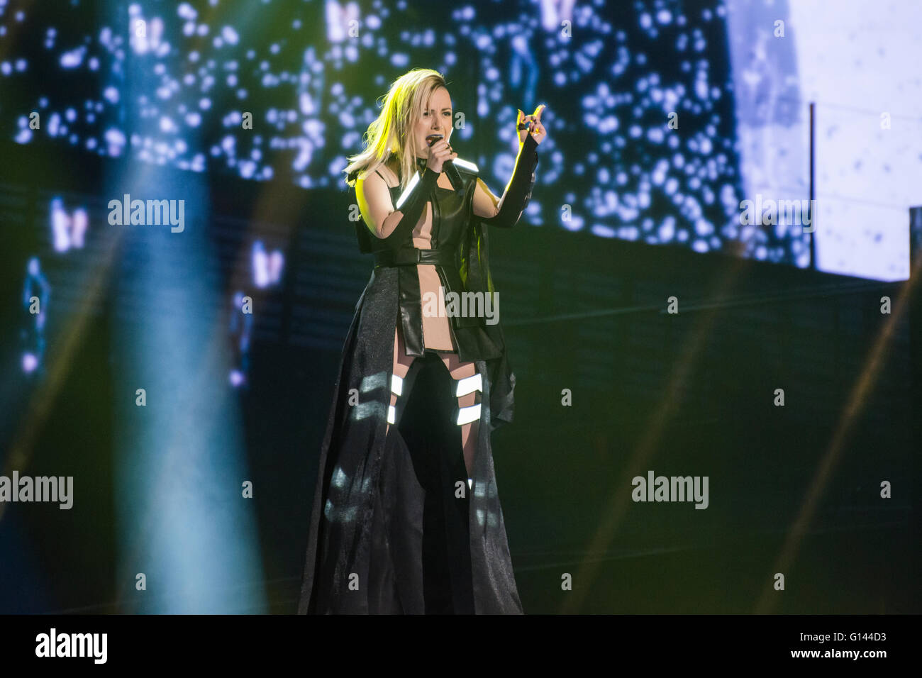 Stockholm, Sweden. 7th May. Singer Poli Genova from Bulgaria is ...