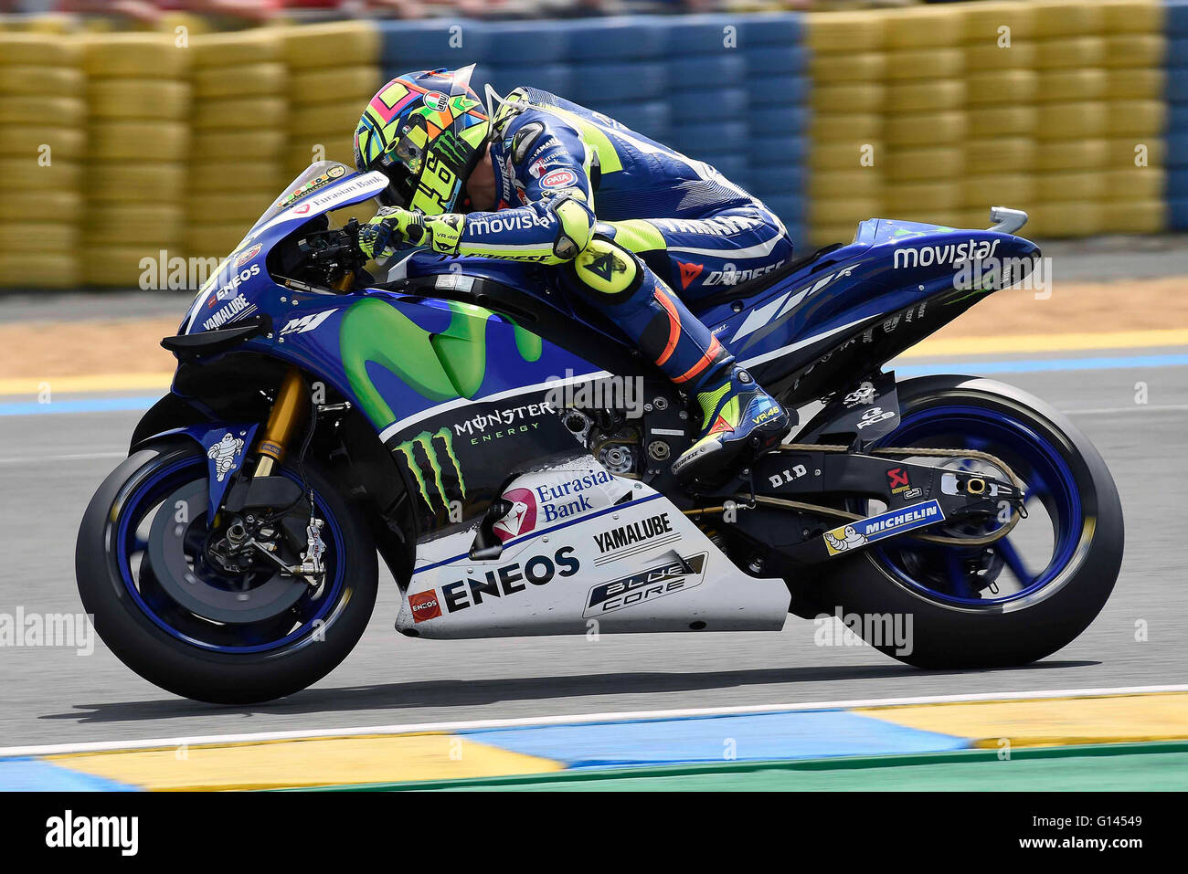 Le Mans, France. 8th May, 2016. Valentino Rossi of Italy and Movistar ...