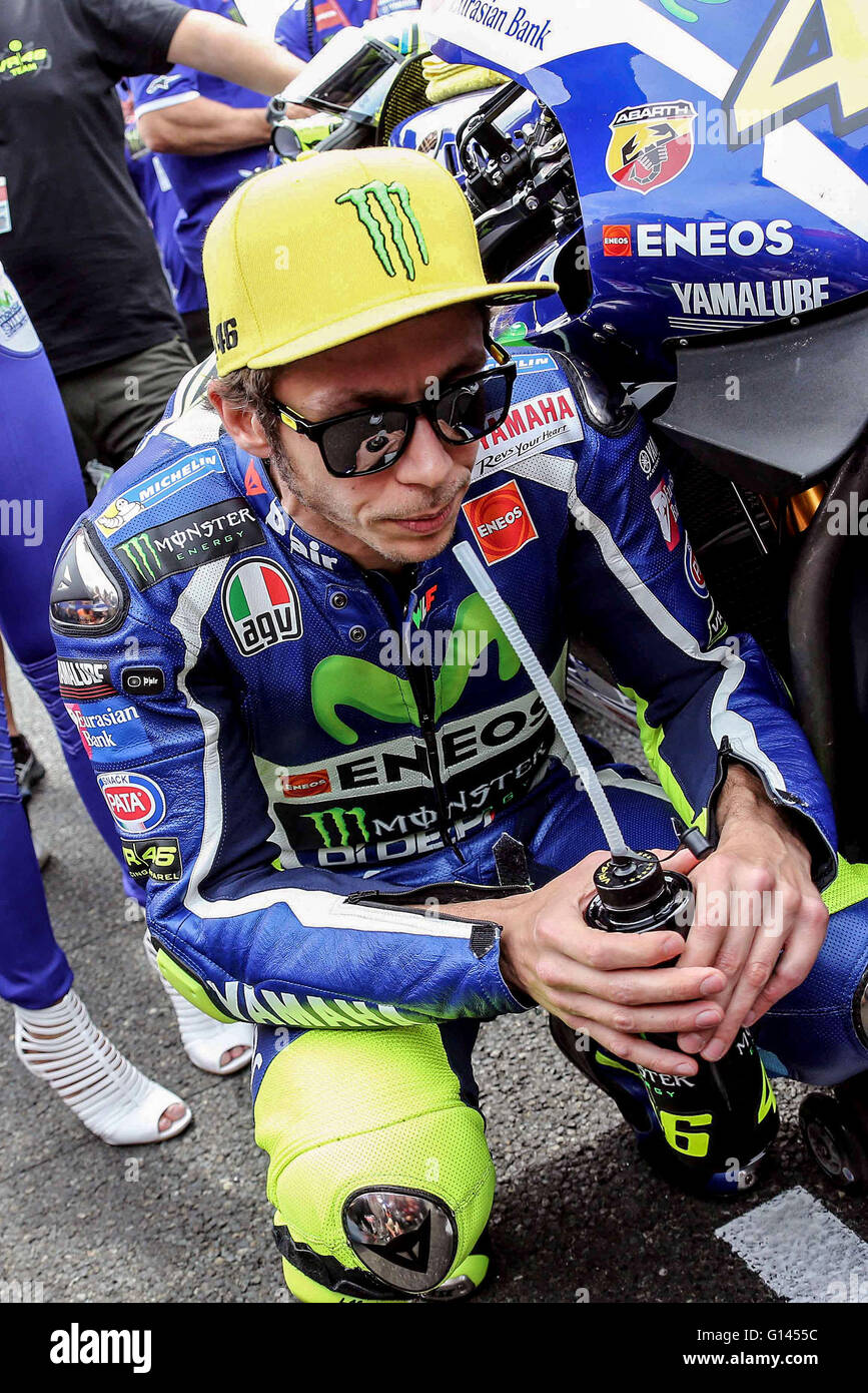 Le Mans, France. 8th May, 2016. Valentino Rossi of Italy and Movistar ...