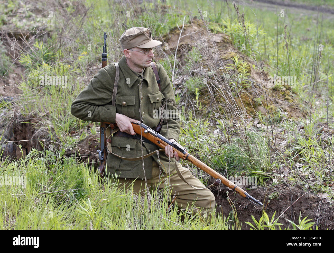 Kiev, Ukraine. 8th May, 2016. Member of historical military club ...