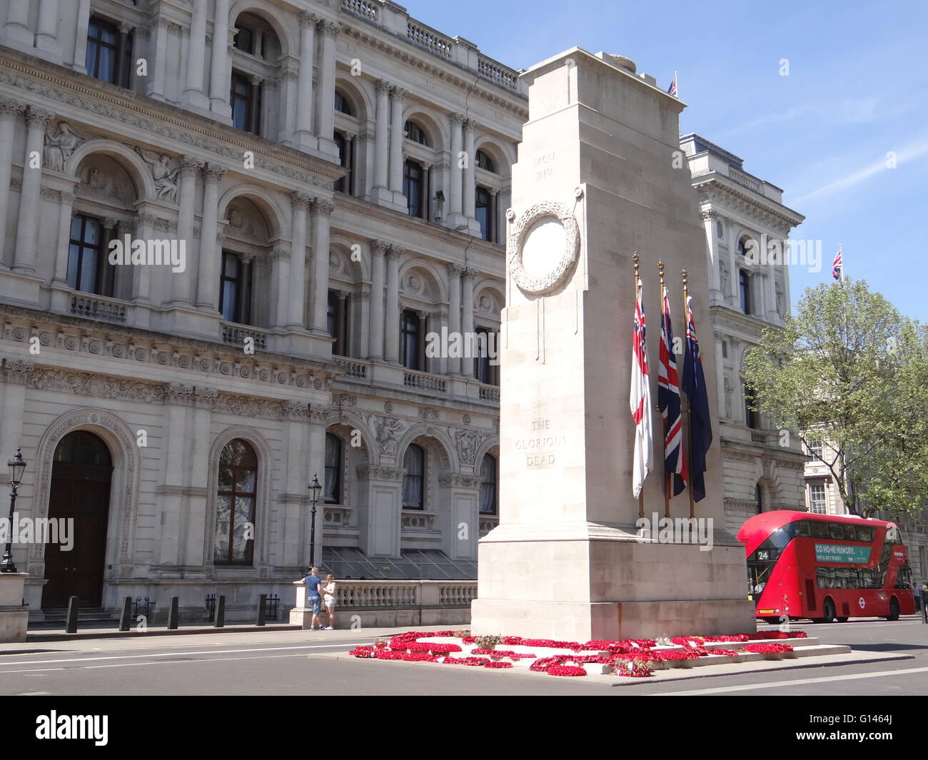 London, UK. 8th May, 2016. Wreathes at the Chenotaph for 71 anniversary ...