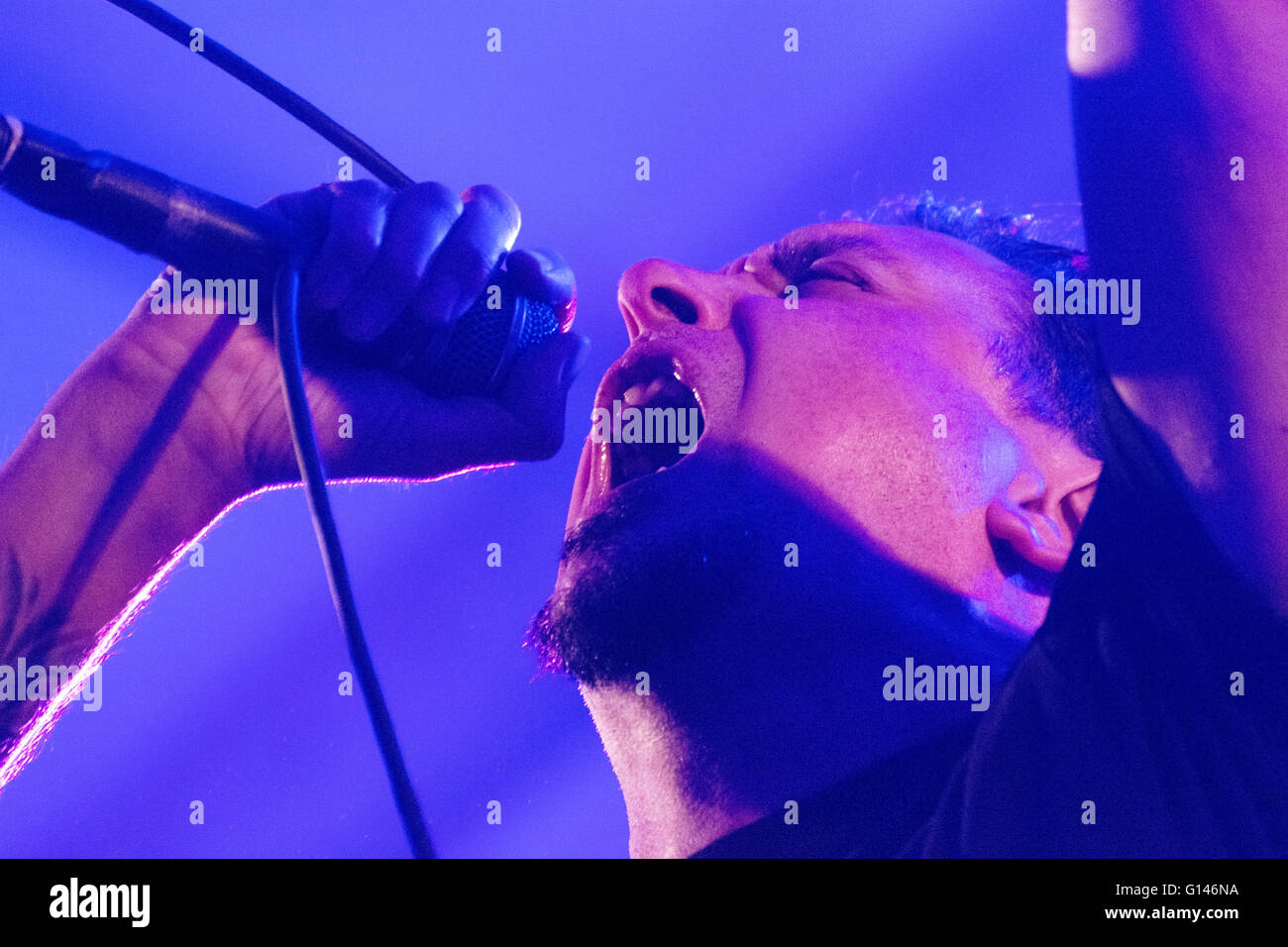 Oviedo, Spain. 7th May, 2016. Vocalist Lou Koller sings during the ...