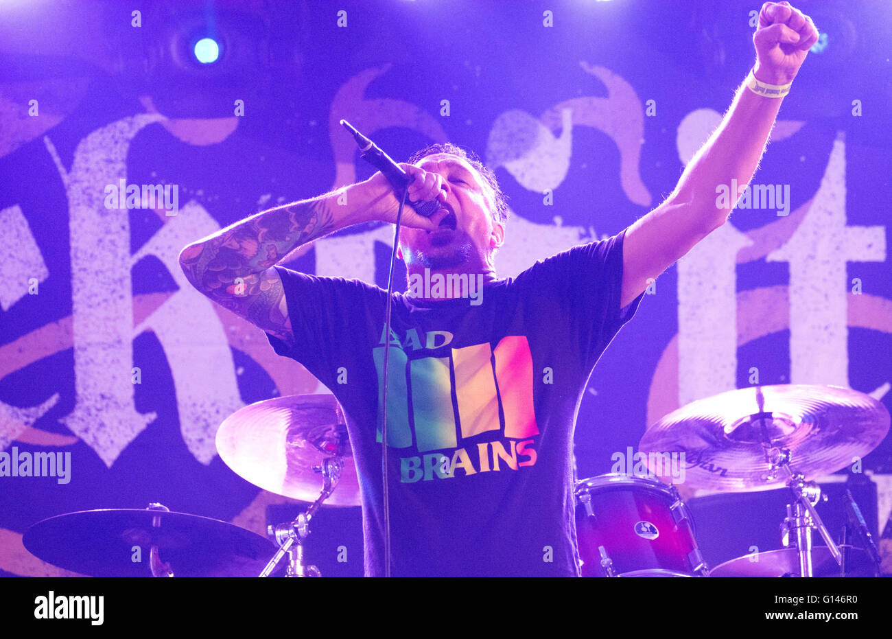 Oviedo, Spain. 7th May, 2016. Vocalist Lou Koller sings during the ...
