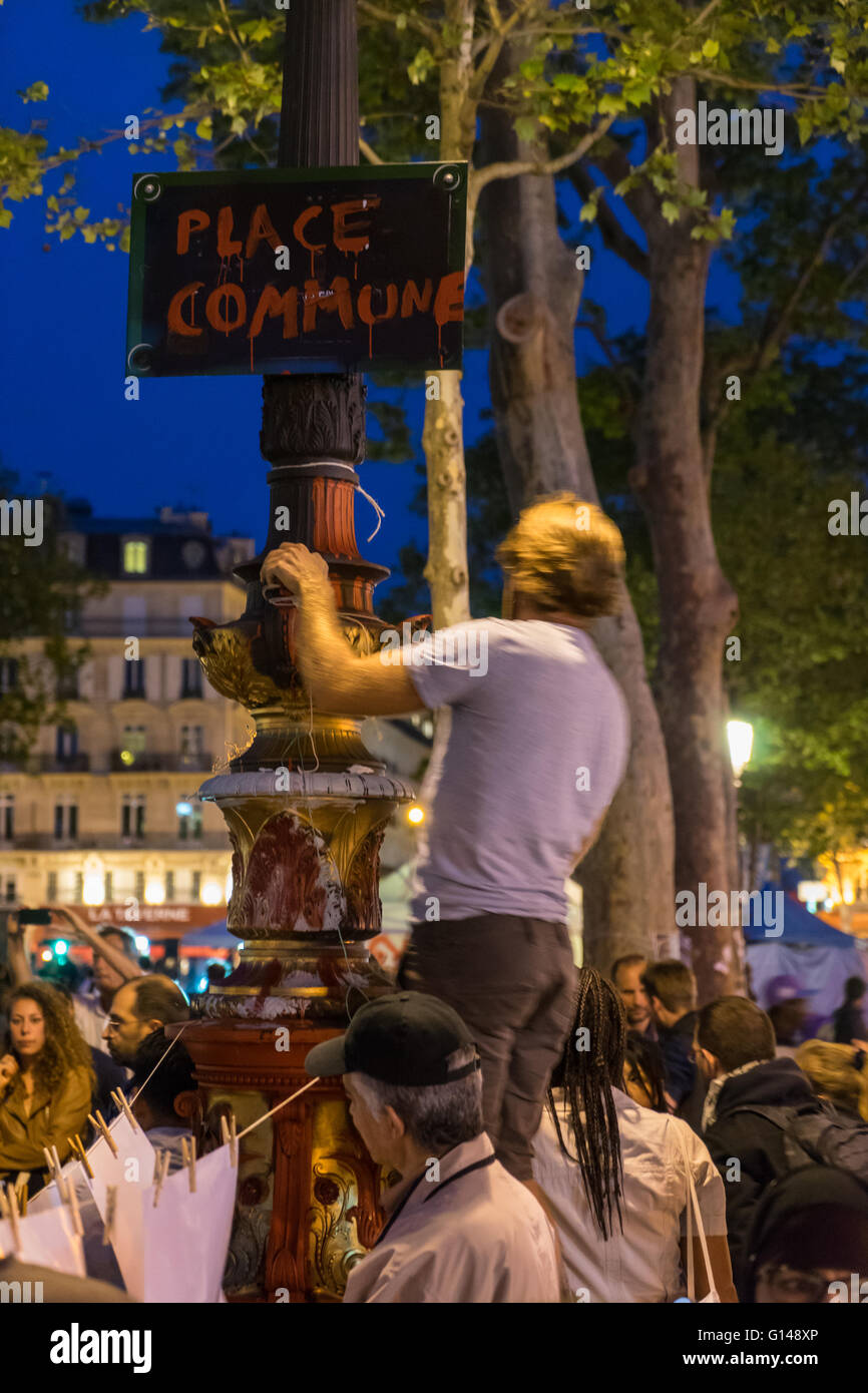 Paris, France. 8th May 2016. People gather every night Place de la ...