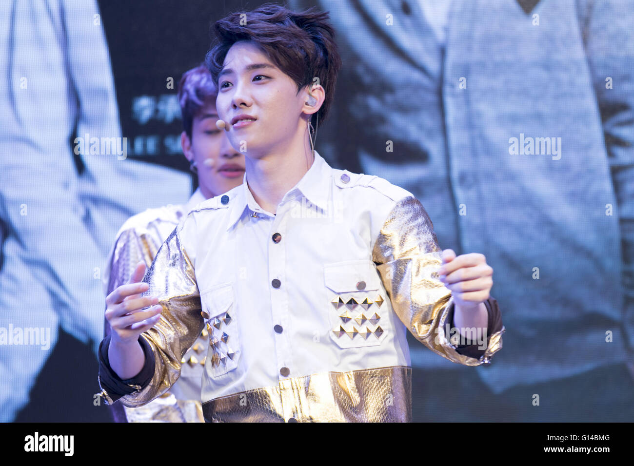 Beijing, China. 06th May, 2016. Korea idol group A-JAX hold their first ...