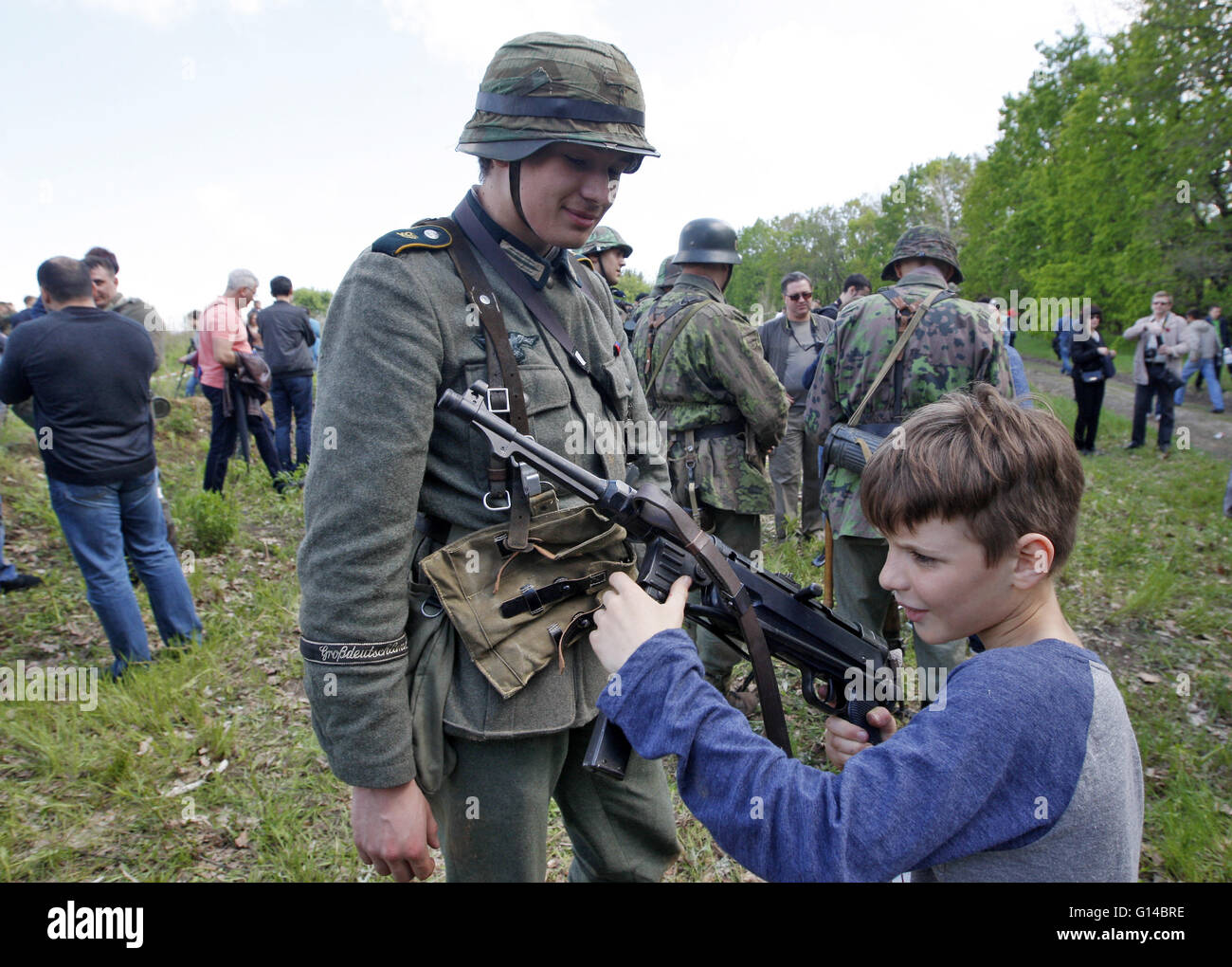 Kiev, Ukraine. 08th May, 2016. Members of historical military clubs ...