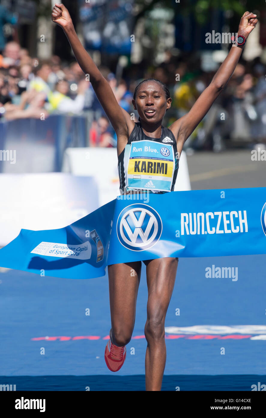 Prague, Czech Republic. 08th May, 2016. Lucy Karimi (pictured) of Kenya won women's Prague ...