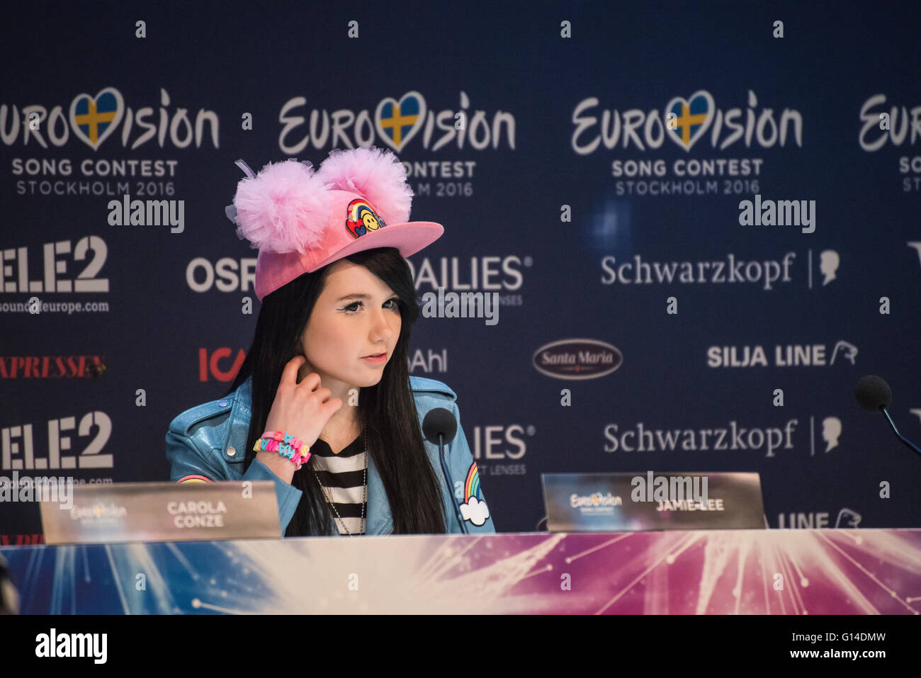 Stockholm, Sweden. 8th May. Jamie-Lee from Germany is presenting her ...