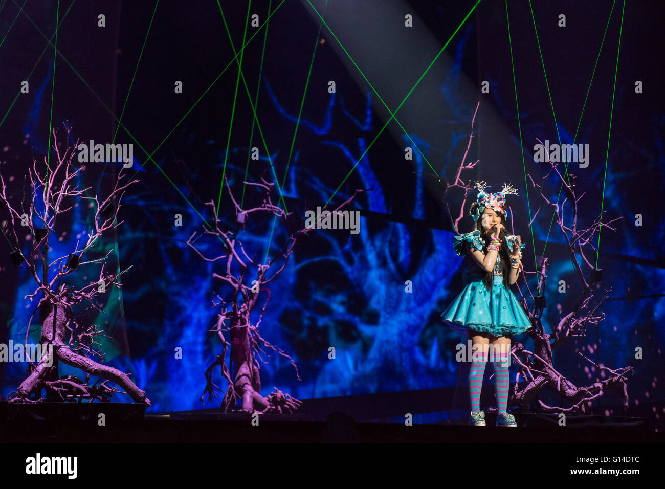 Stockholm, Sweden. 8th May. Singer Jamie-Lee from Germany is rehearsing ...