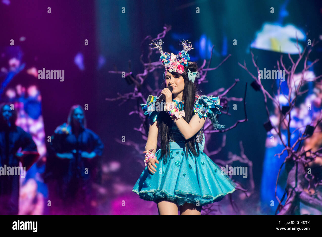 Stockholm, Sweden. 8th May. Singer Jamie-Lee from Germany is rehearsing ...