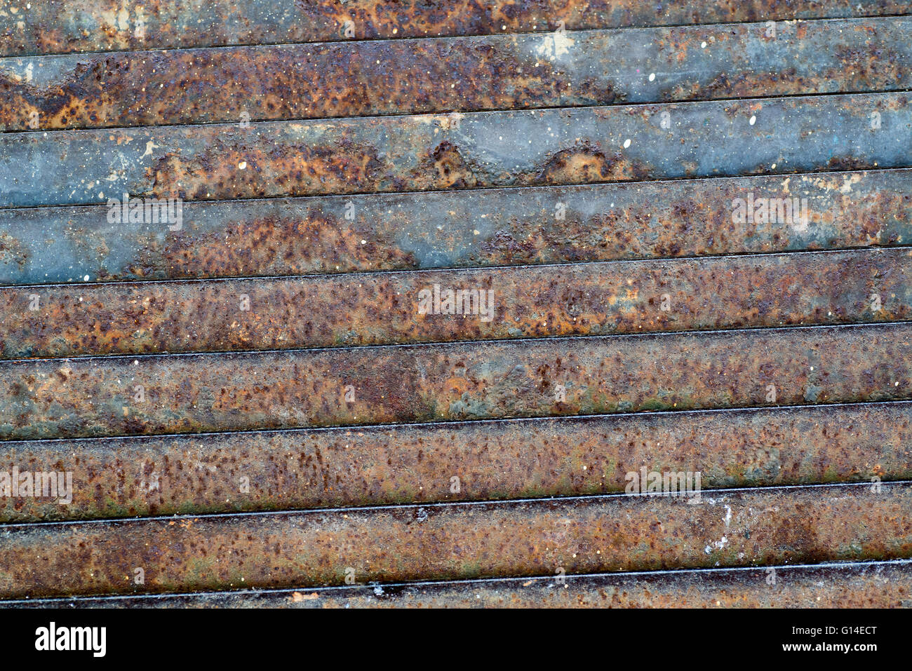 Old profiled rusty painted steel sheet texture Stock Photo - Alamy