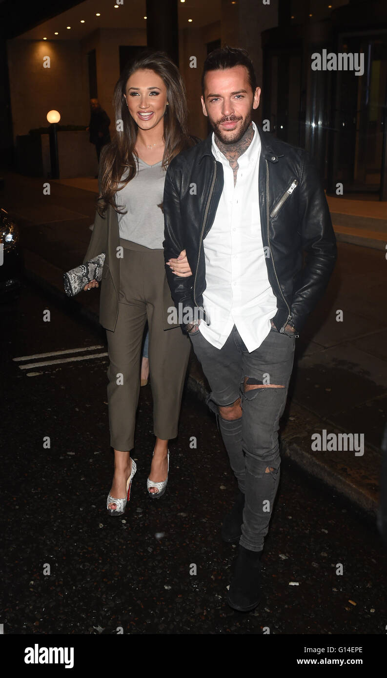 Peter Wicks and Megan Mckenna seen arriving at Kensington Roof Gardens ...