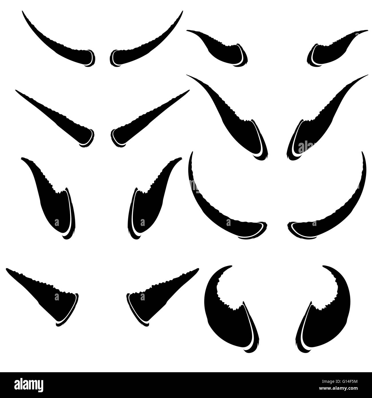 Set of Animal Horns Isolated on White Background Stock Photo - Alamy
