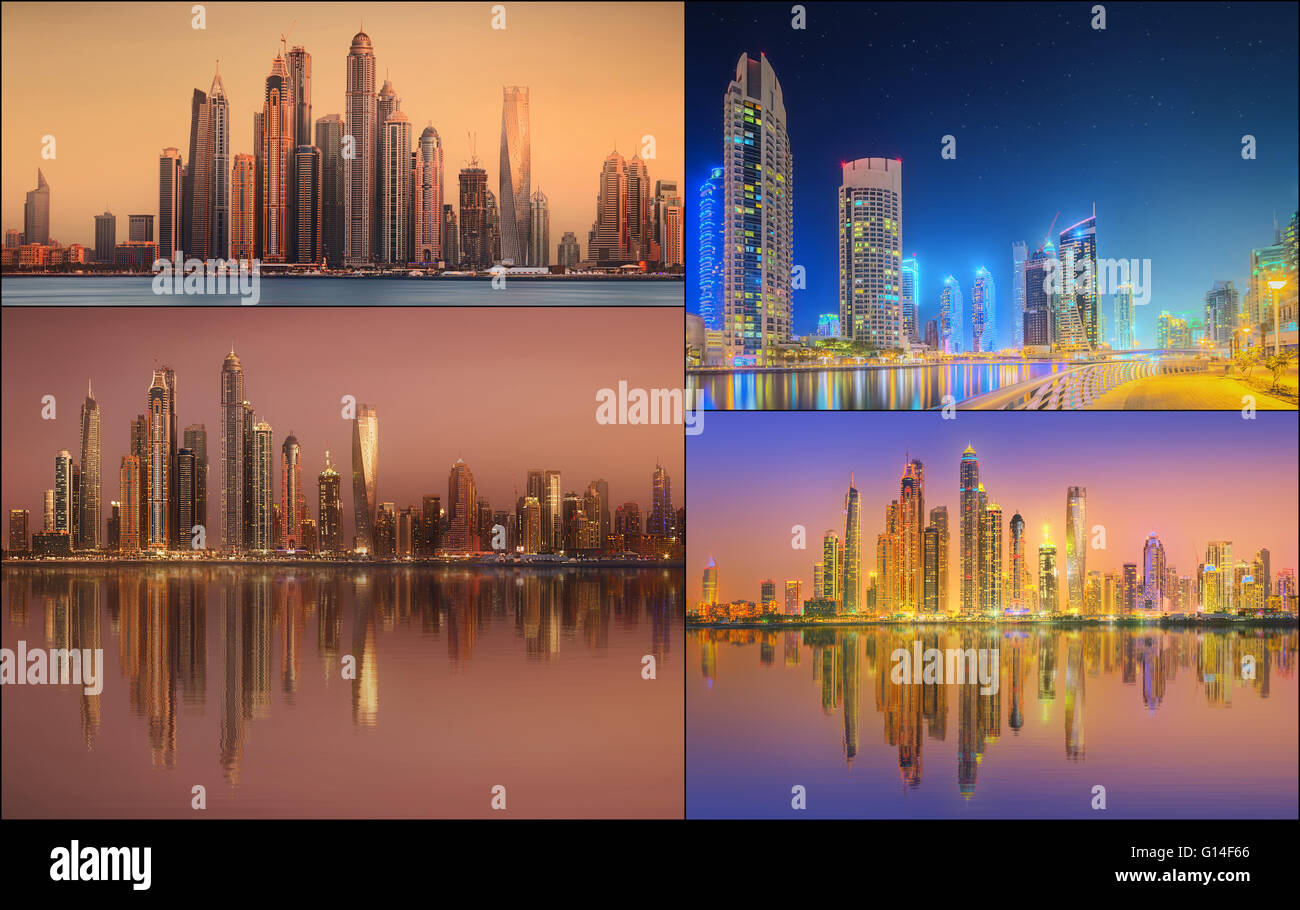 Beautiful cityscape set and collage of Dubai, UAE Stock Photo - Alamy