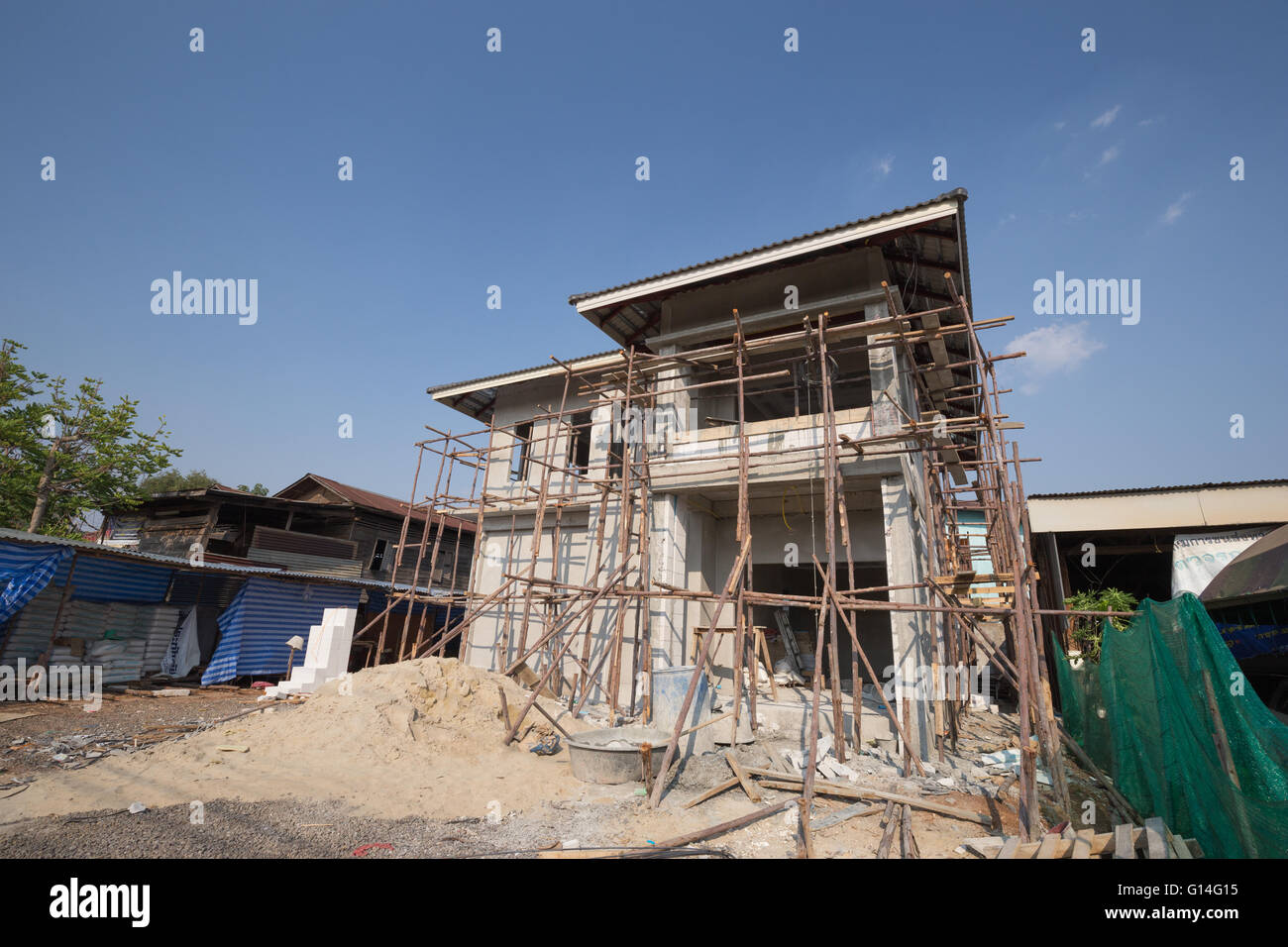 Building & Construction Site of new house Stock Photo - Alamy