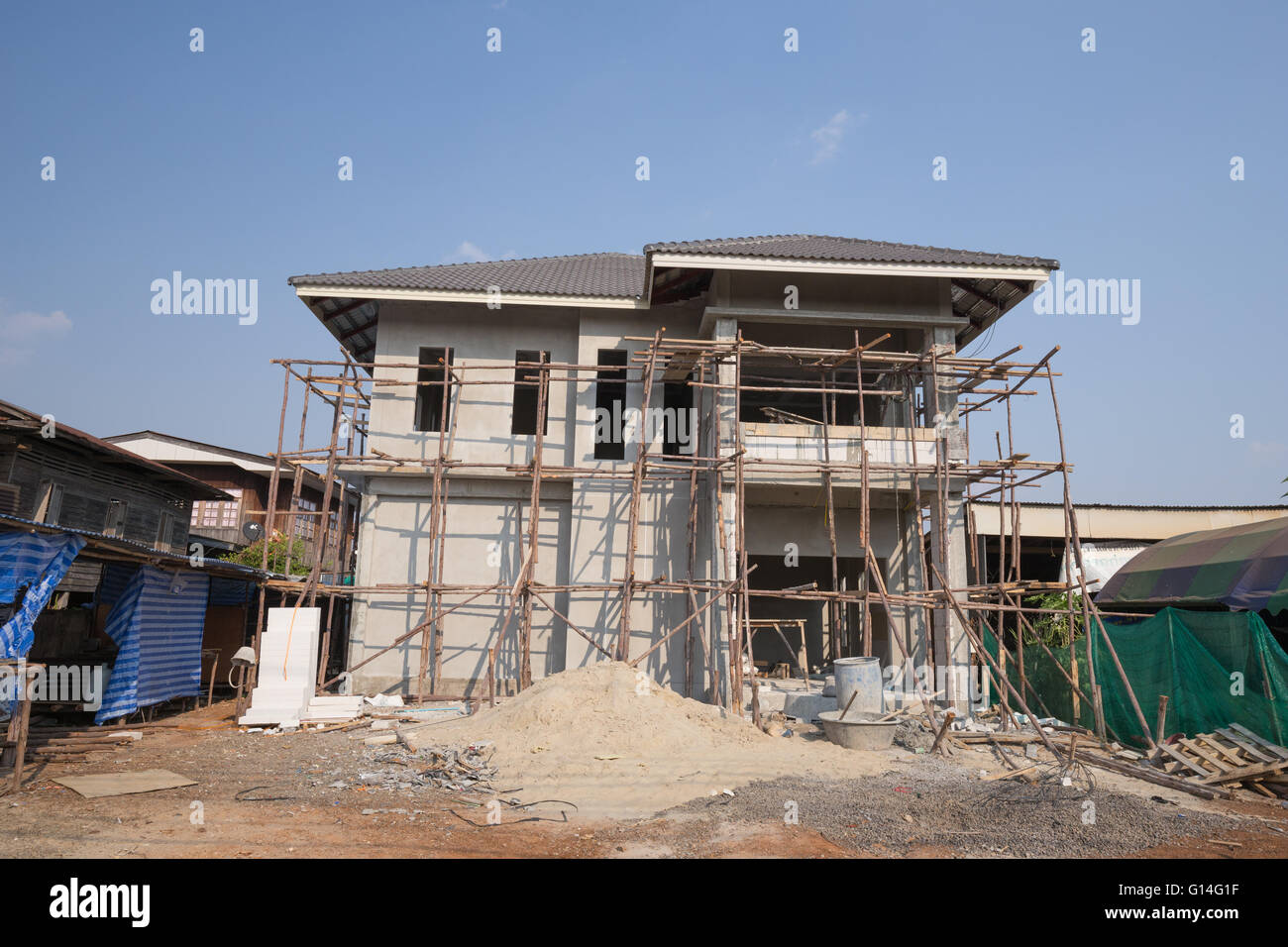 Building & Construction Site of new house Stock Photo - Alamy