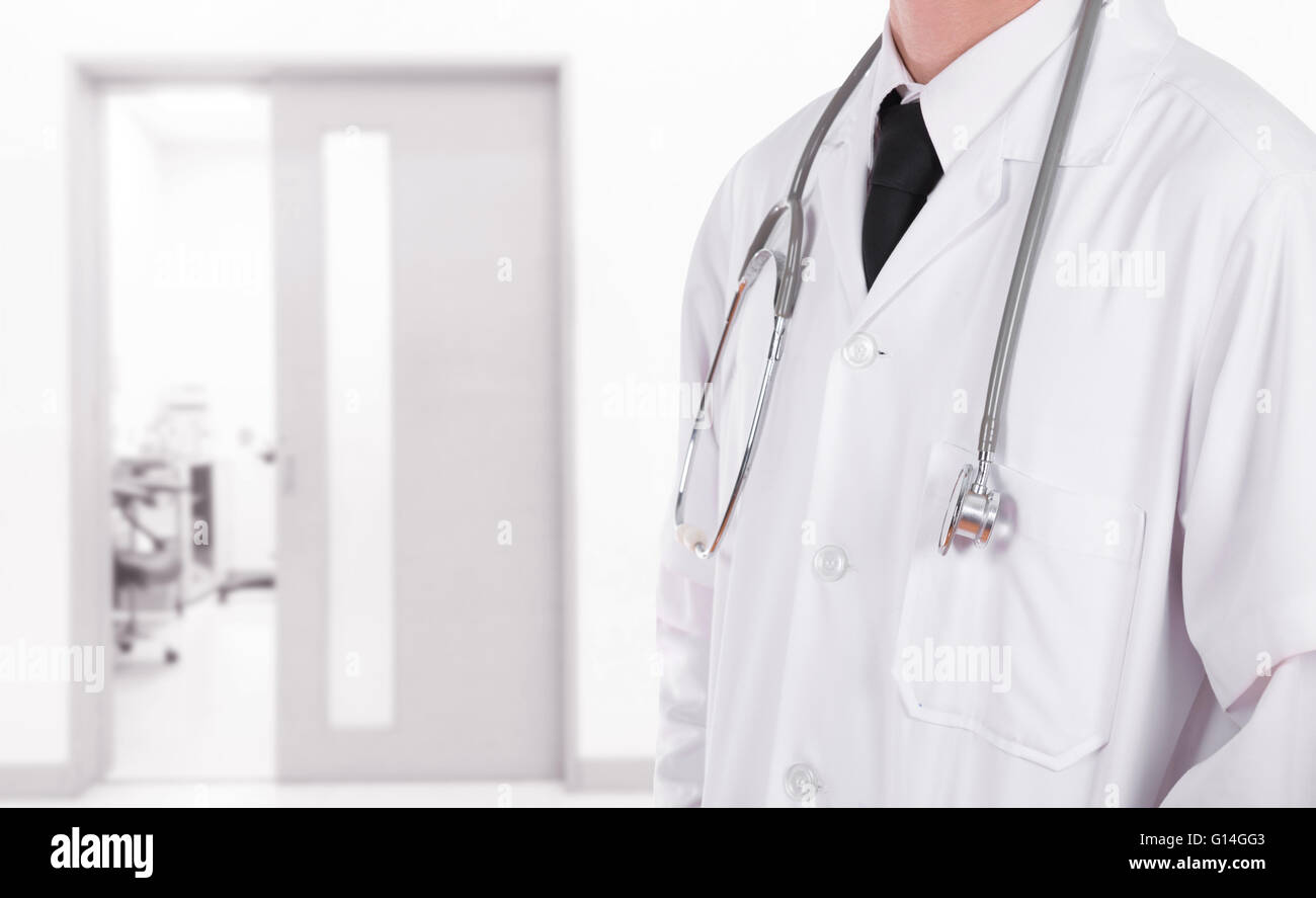 doctor with stethoscope in hospital background Stock Photo - Alamy