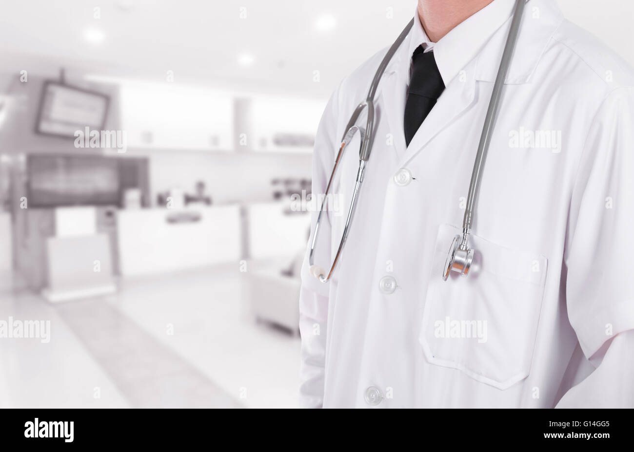 doctor with stethoscope in hospital background Stock Photo - Alamy