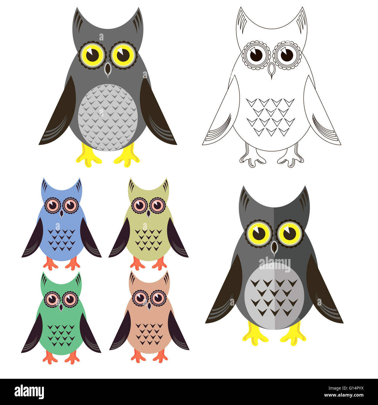 Nocturnal bird owl mascot Cut Out Stock Images & Pictures - Alamy