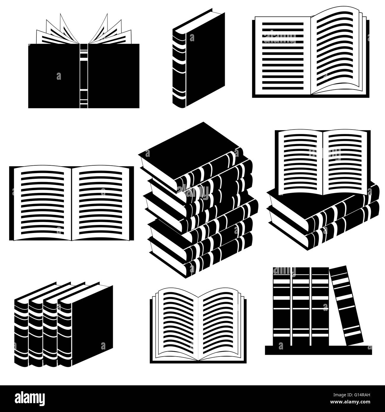 Set of Different Book Icons Stock Photo - Alamy