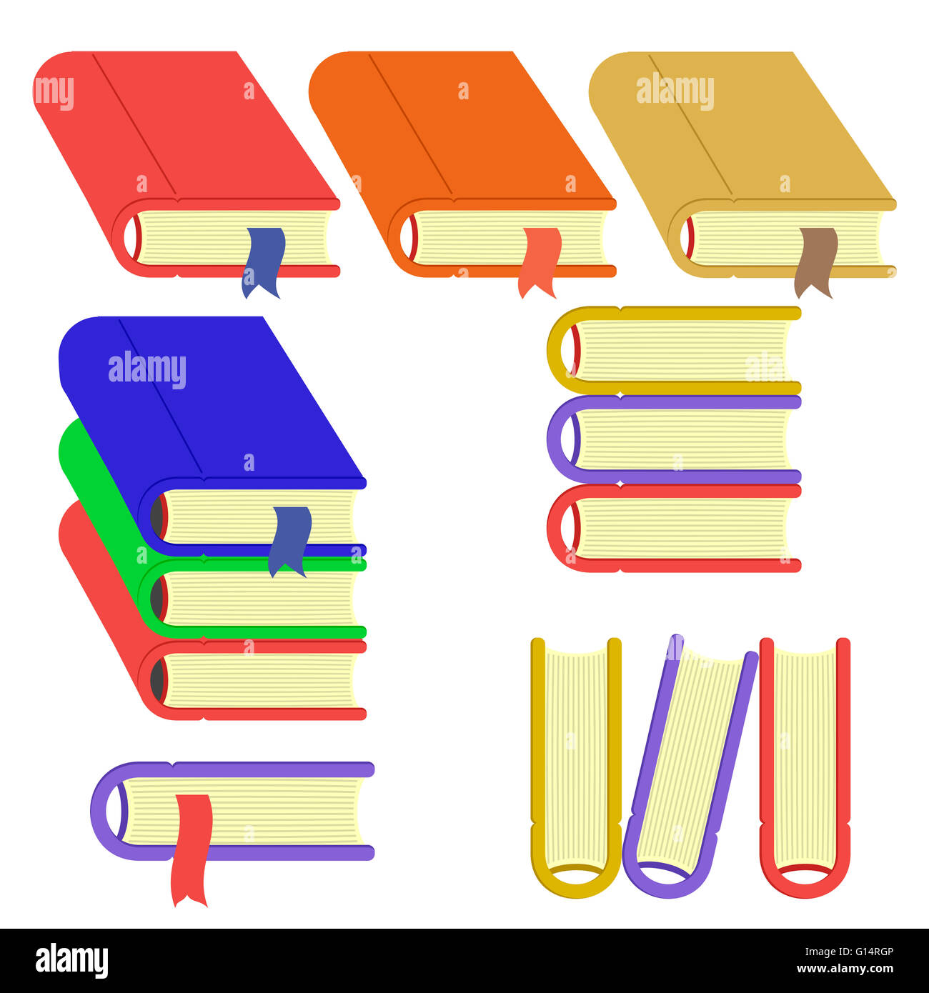 Set of Different Book Icons Stock Photo - Alamy