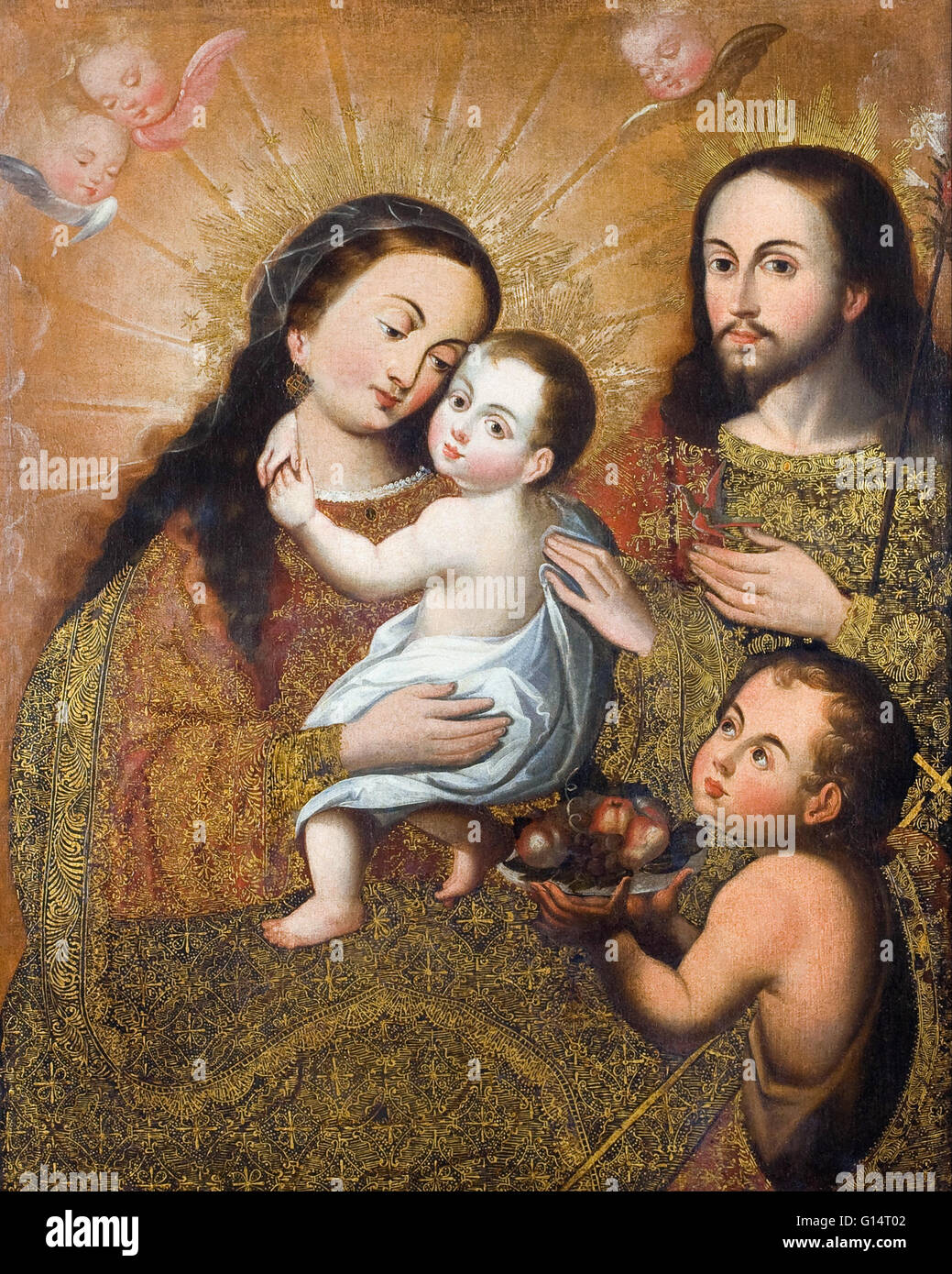 Anonymous Cusco School - Holy Family with Saint John and a Goldfinch ...