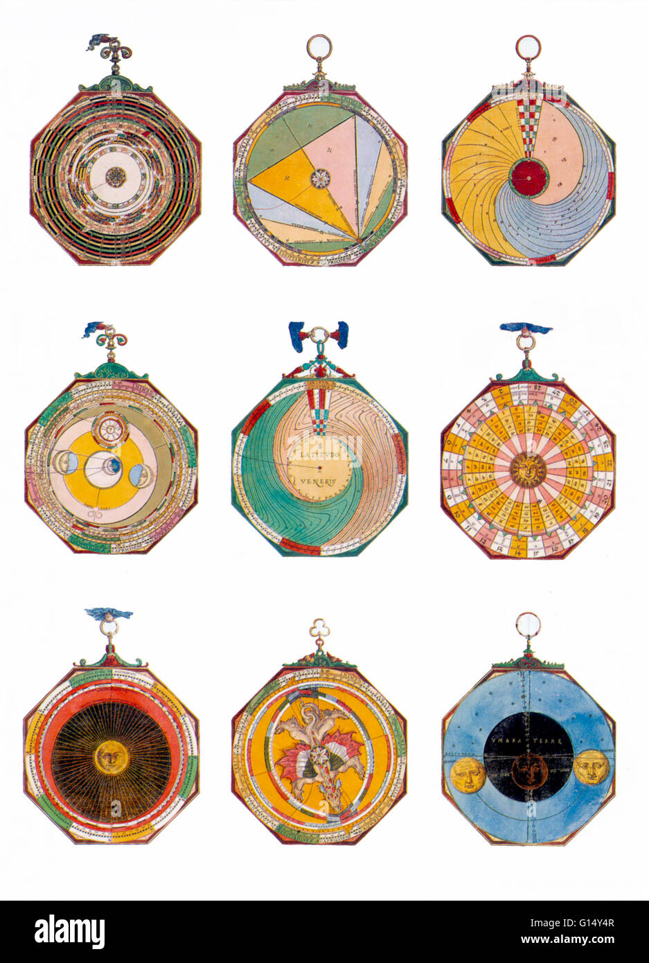 Volvelles (wheel charts with moveable, rotating circles), used in ...