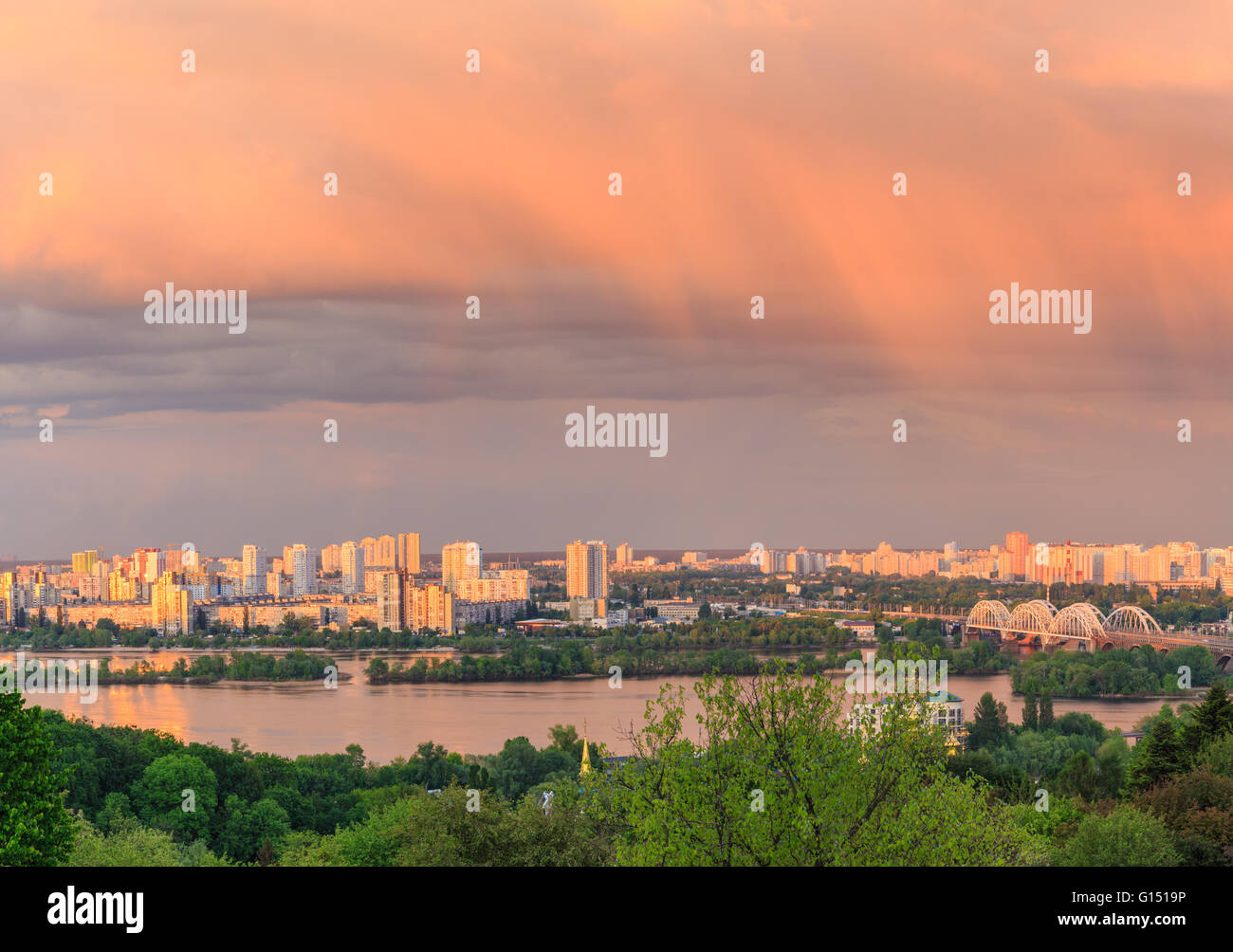 Sunset in Kiev Stock Photo - Alamy