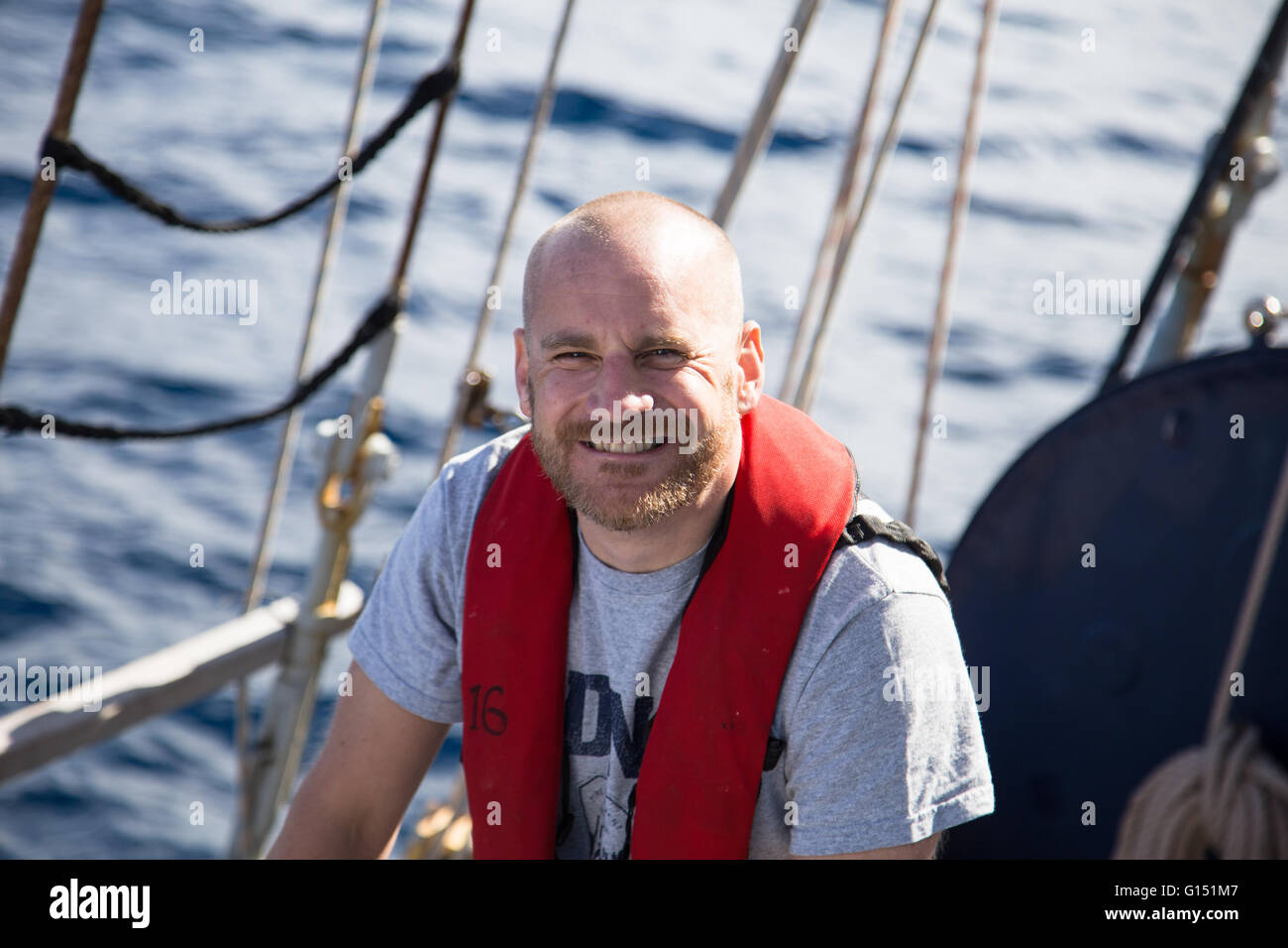 Man sailor putting safety first Stock Photo - Alamy