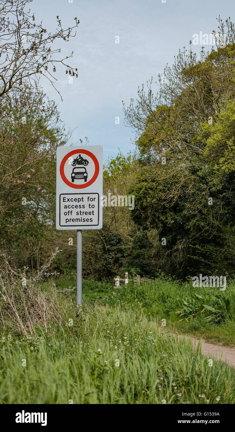 Road user's access warning sign as seen in a rural setting within the ...