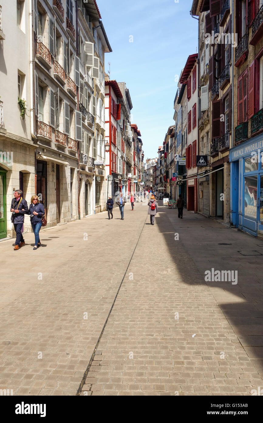 Grand Bayonne, Street view with ancient buildings in Basque, French ...