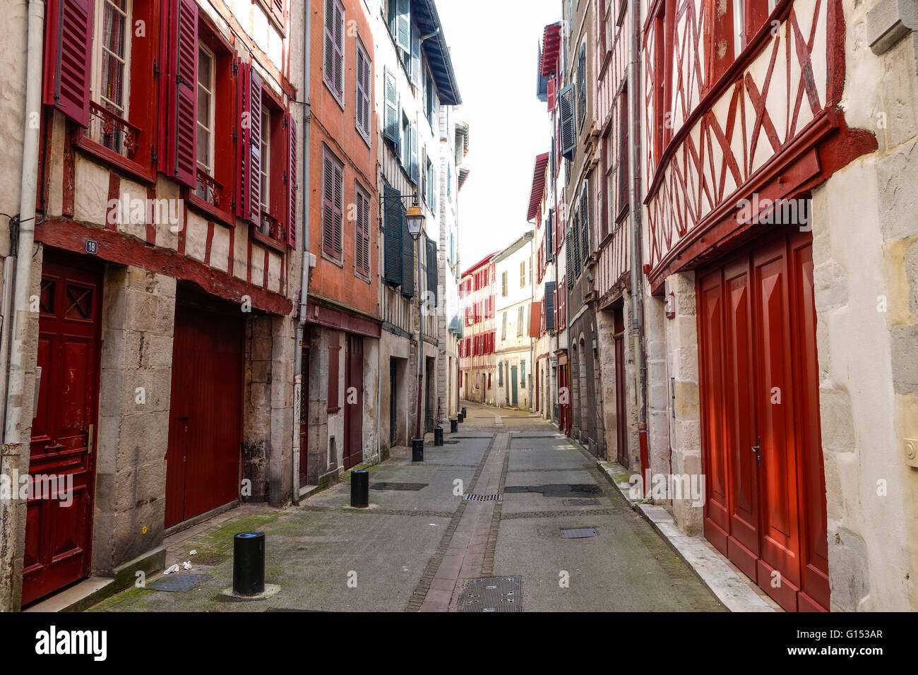 Grand Bayonne, Street view with ancient buildings in Basque country ...