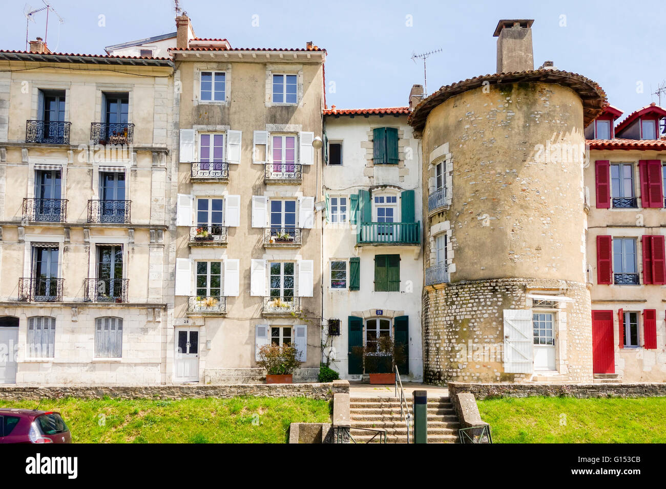 Post medieval buildings, merchant houses and walls of Bayonne, basque ...